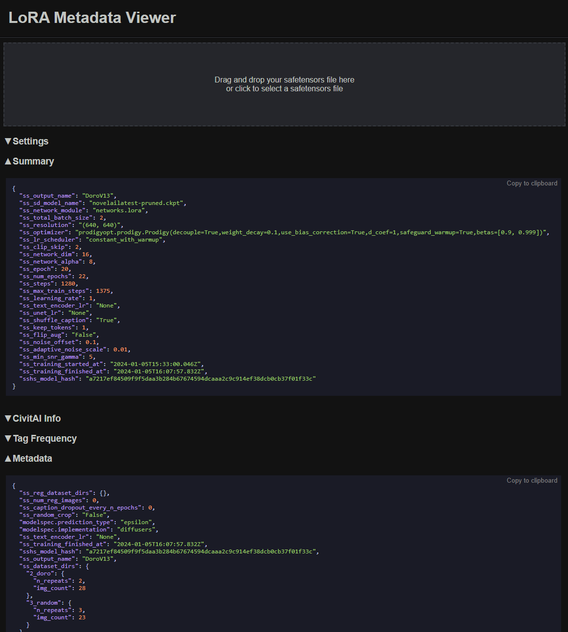 GitHub - Xypher7/lora-metadata-viewer: LoRA Metadata Viewer